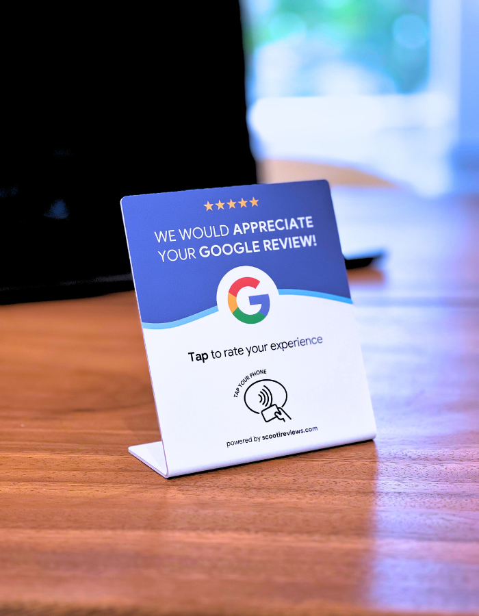 ⭐ Scooti Google Reviews Stand – Classic Colours Edition